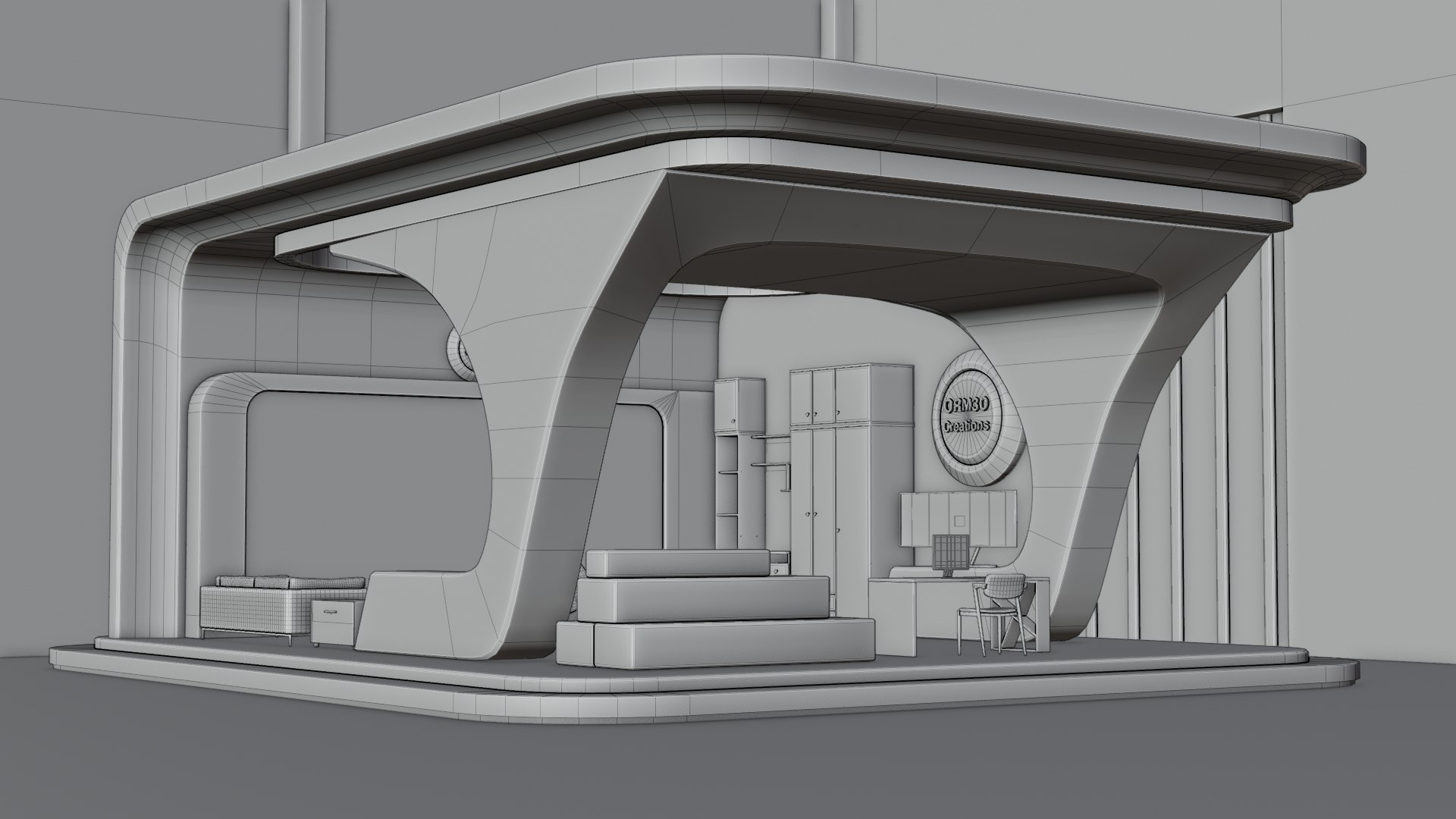 Futuristic Red Exhibition Modern Booth 3D Trade Show Design 3D - TurboSquid 2414104