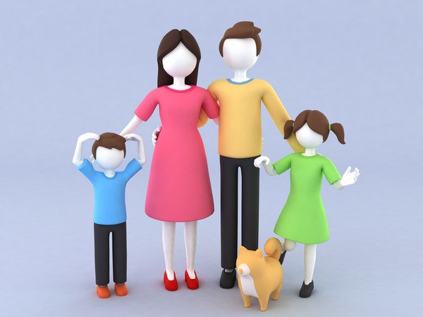 Small Family Happy Family Cartoon