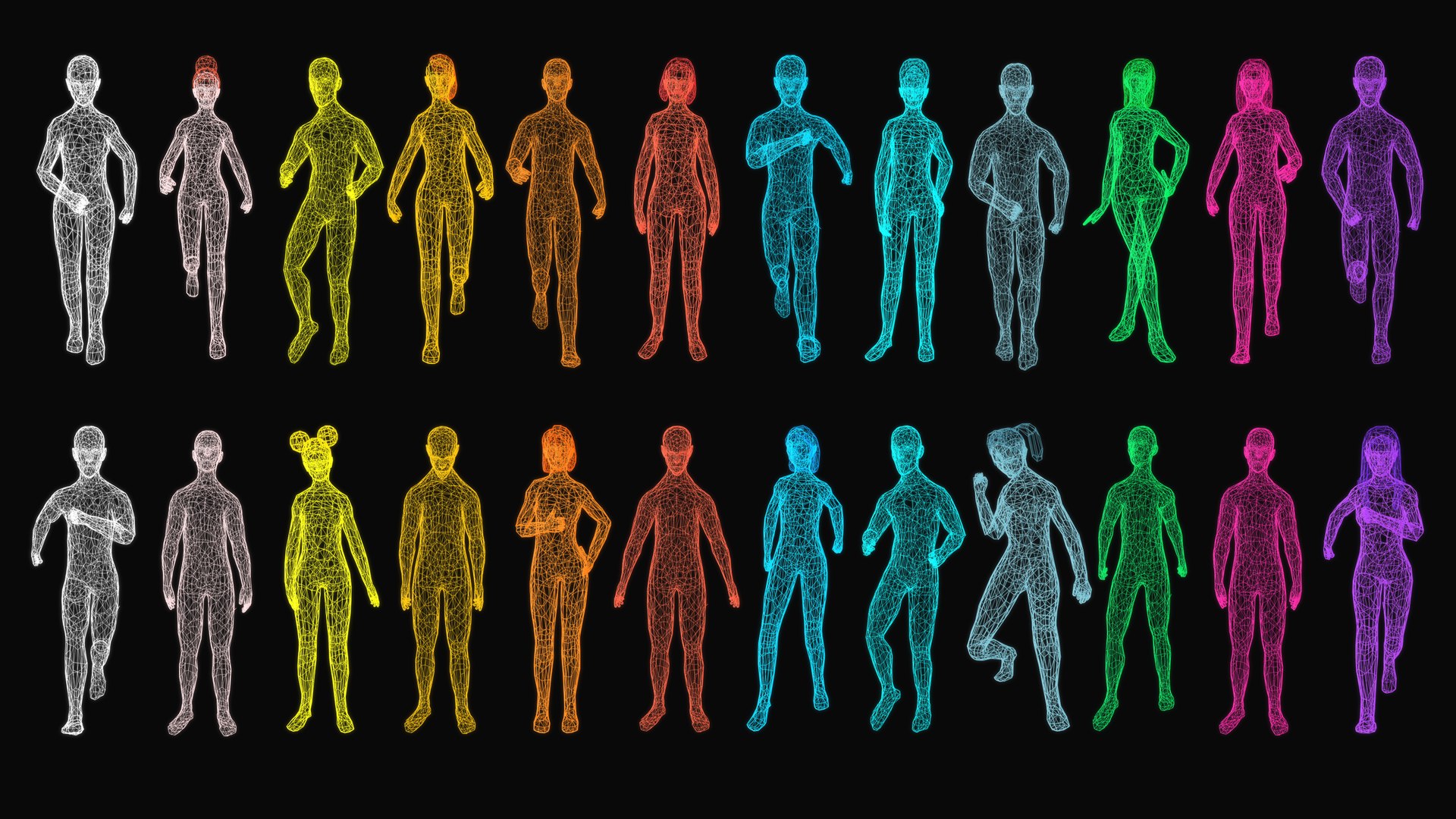 3D Characters 3 23 Wireframe Model - TurboSquid 1969999