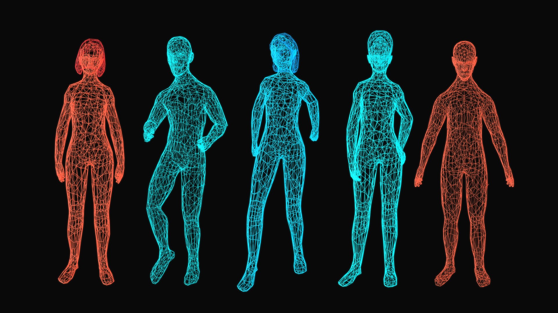 3D Characters 3 23 Wireframe Model - TurboSquid 1969999