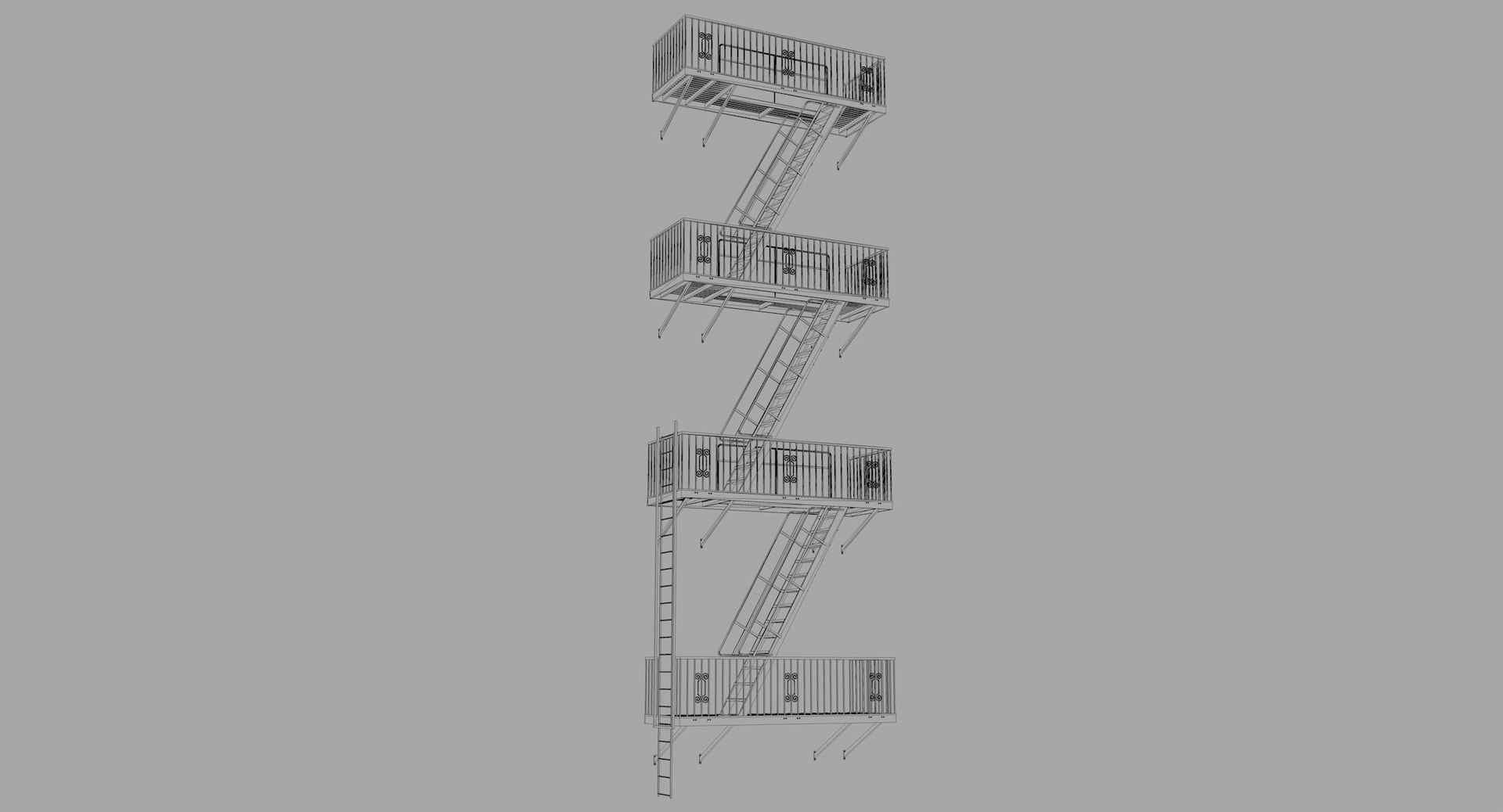 3D Emergency Stairs - TurboSquid 1952835