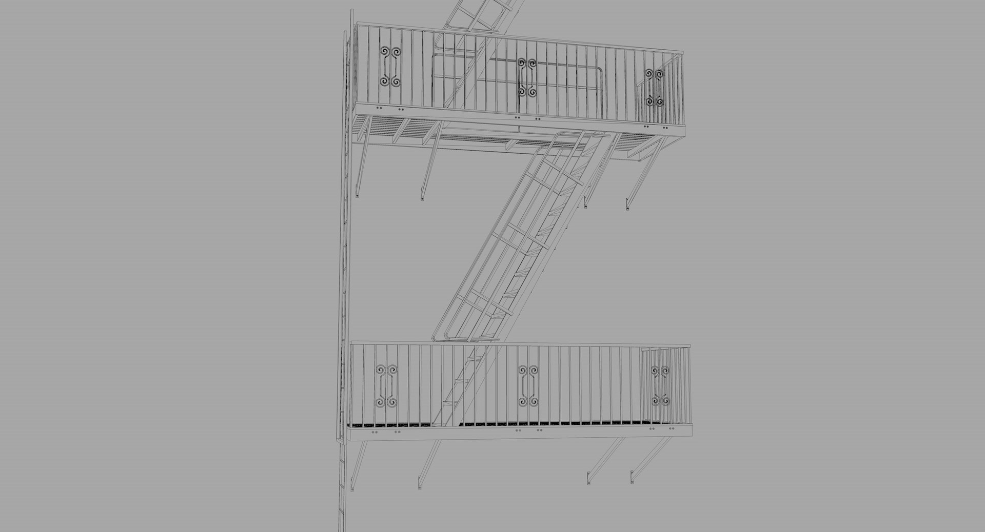 3D Emergency Stairs - TurboSquid 1952835