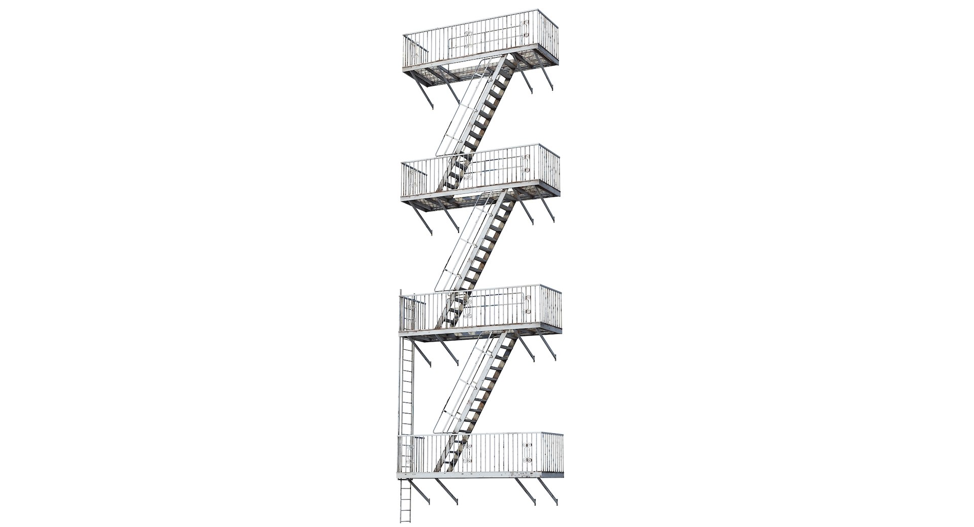 3D Emergency Stairs - TurboSquid 1952835