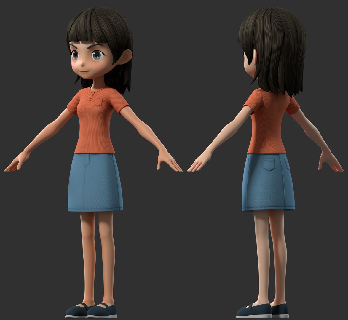 Cartoon Girl Student 3D Model - TurboSquid 2411911