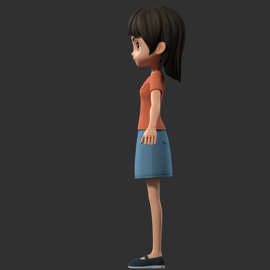 Cartoon Girl Student 3D Model - TurboSquid 2411911
