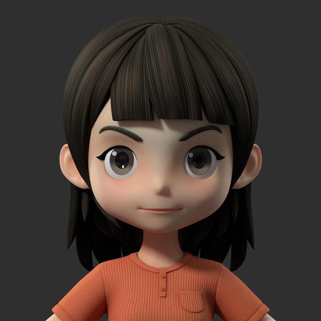 Cartoon Girl Student 3D Model - TurboSquid 2411911