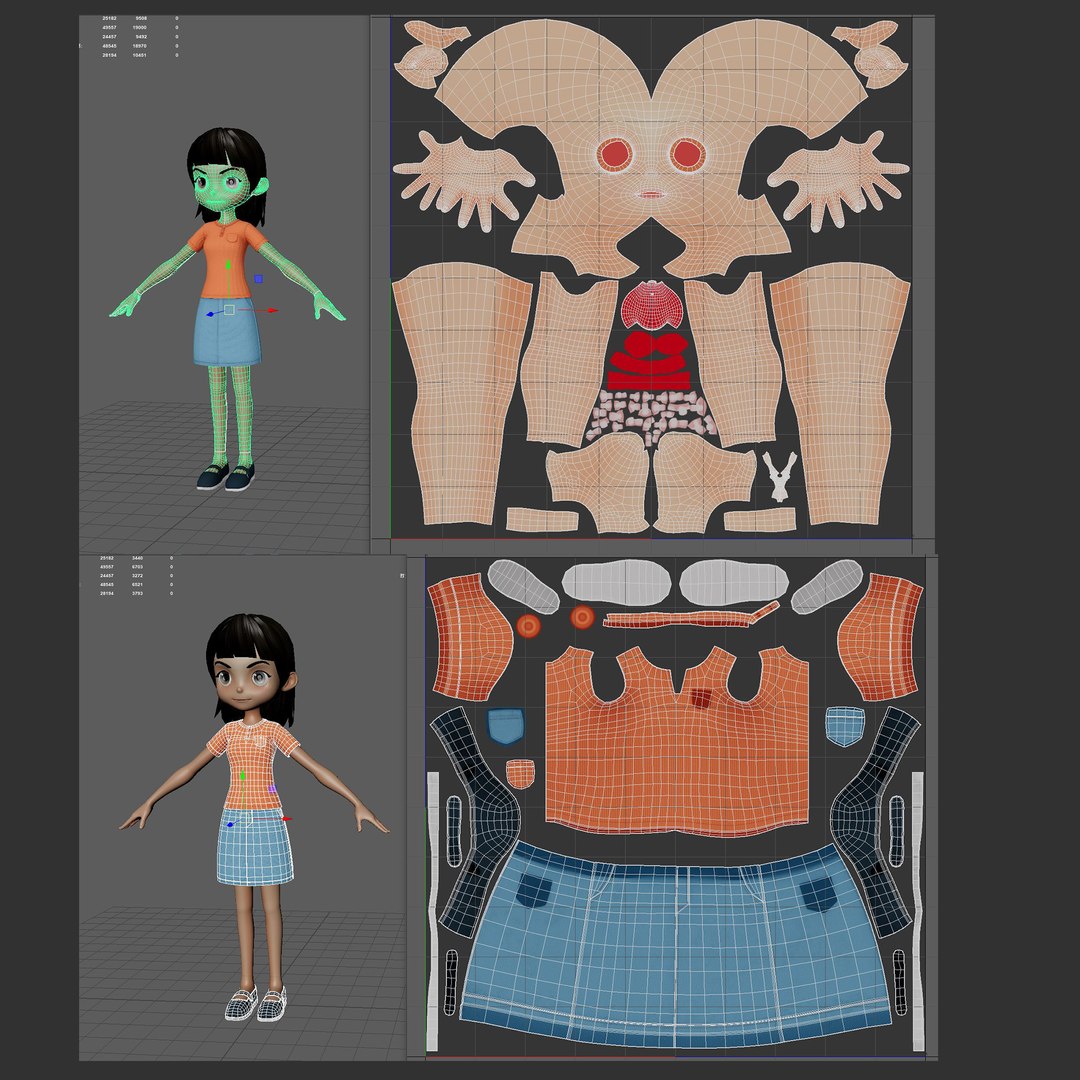 Cartoon Girl Student 3D Model - TurboSquid 2411911