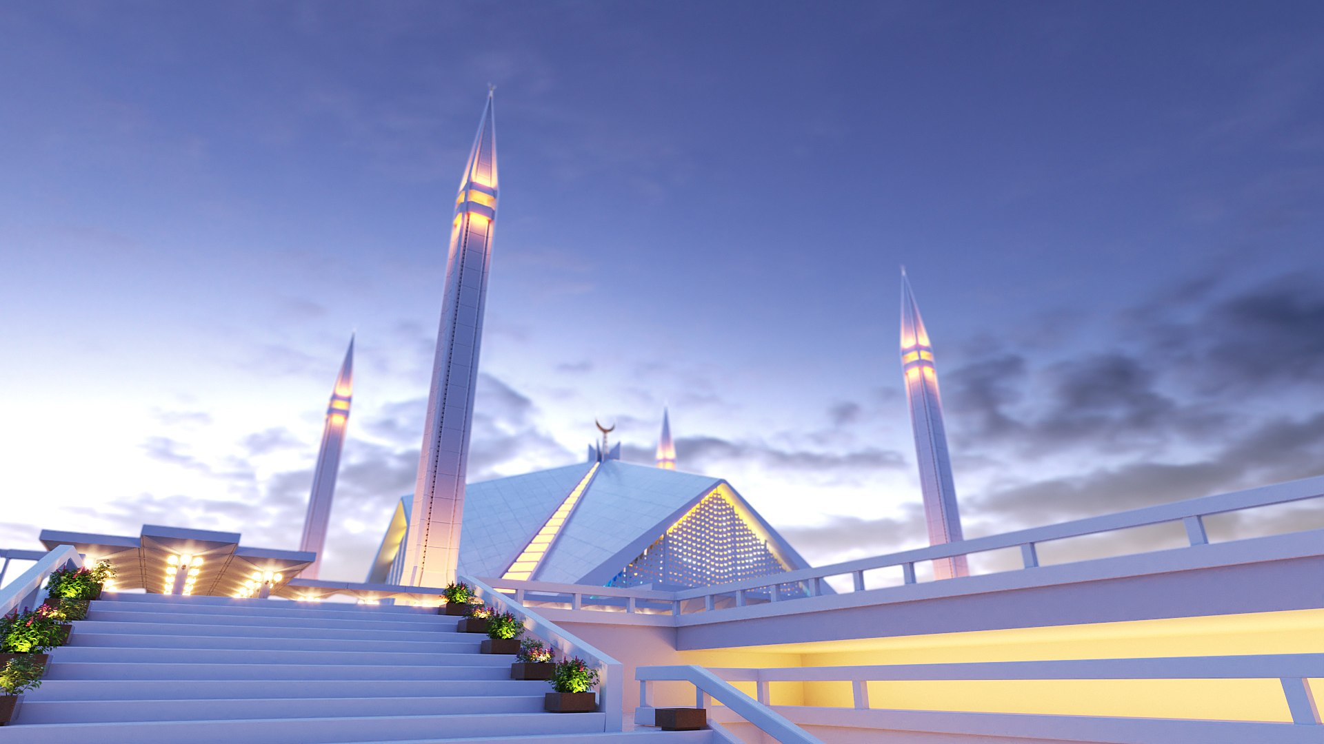 Faisal Mosque Model - TurboSquid 2395428
