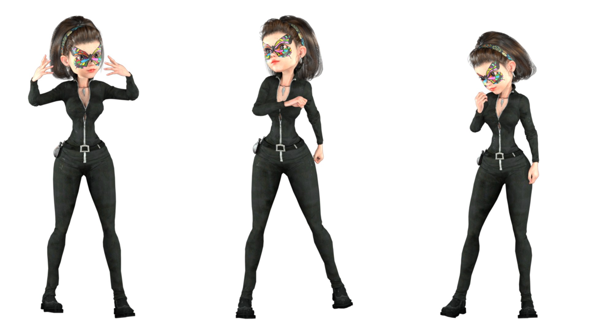 3d Cartoon 3d Rigged Little Fighter Girl Character 3d Model Model Turbosquid 2245552 