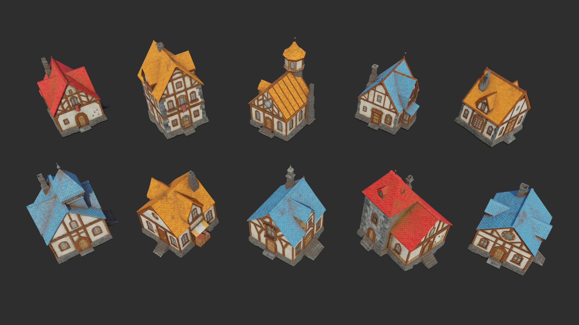 3D Model Collection 10 Low-poly Medieval Houses - TurboSquid 2186065