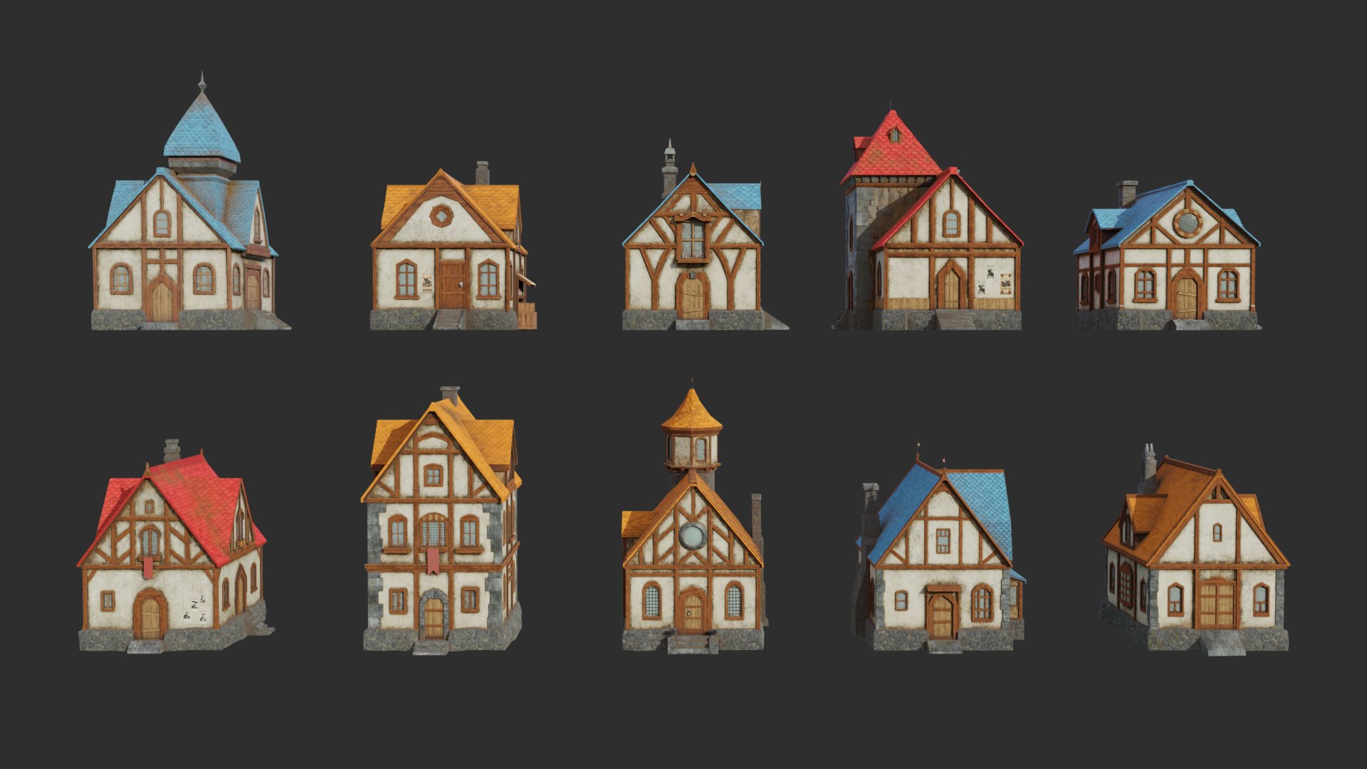 3D Model Collection 10 Low-poly Medieval Houses - TurboSquid 2186065