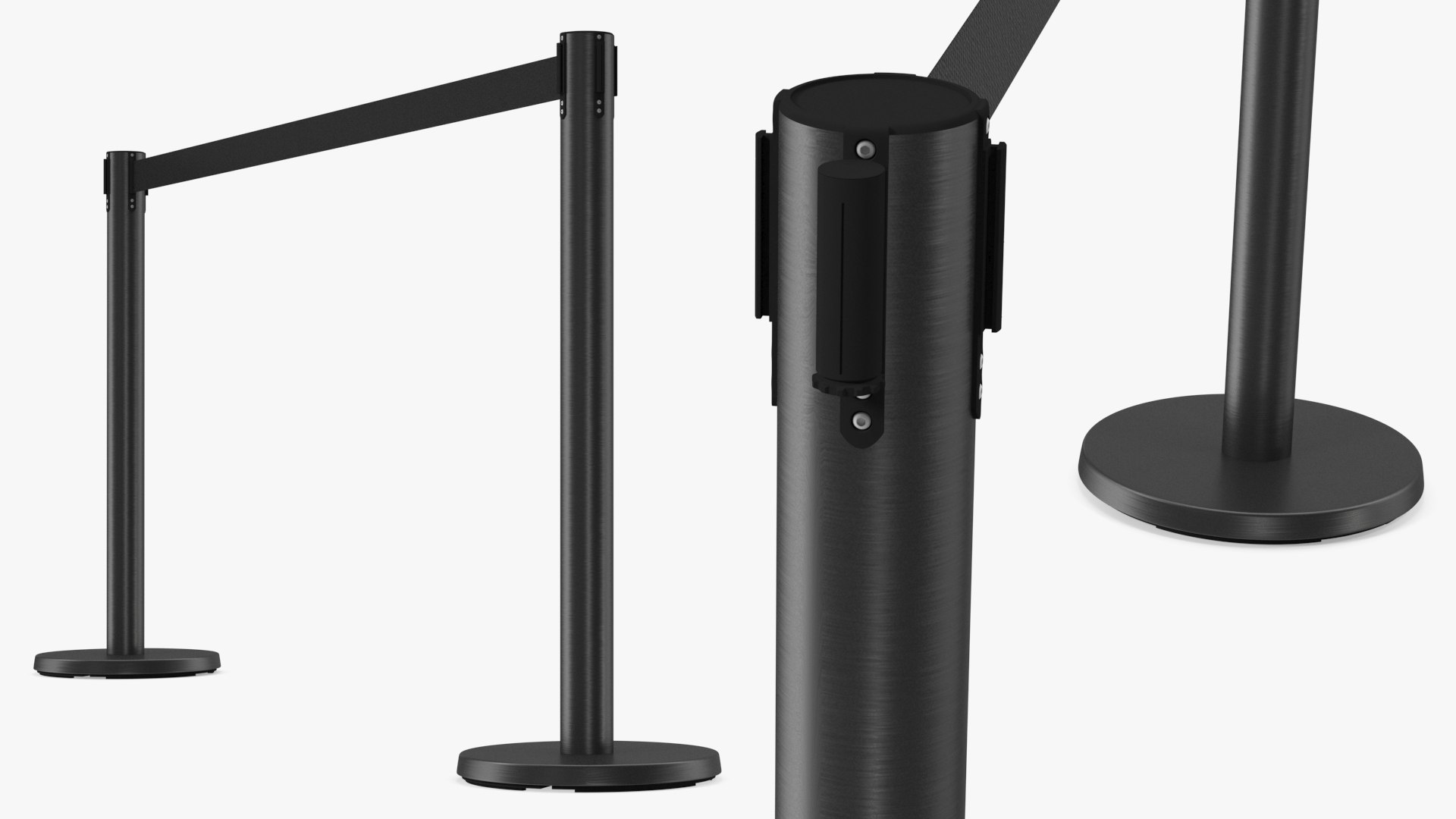 3D Black Stanchion With Black Retractable Belt Model - TurboSquid 2098687