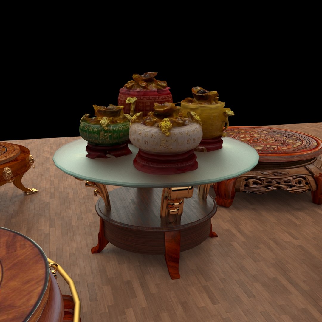 3D Model Chinese Display Stand With Yuan Bao Treasure Bowel ...