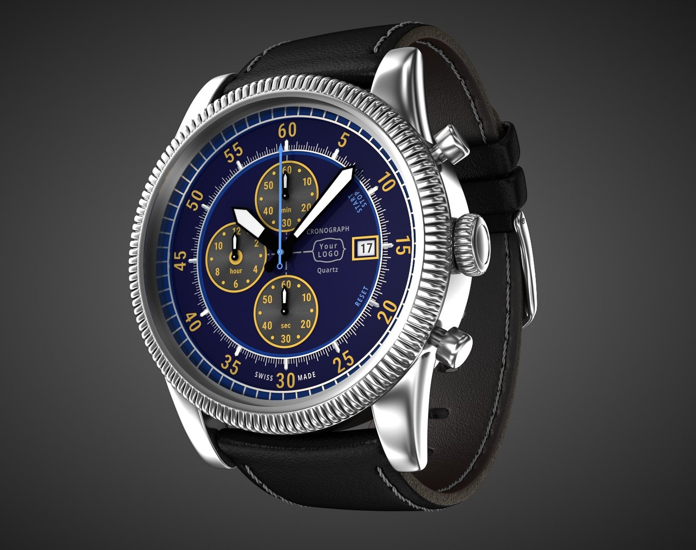 3d chronograph wrist watch design model