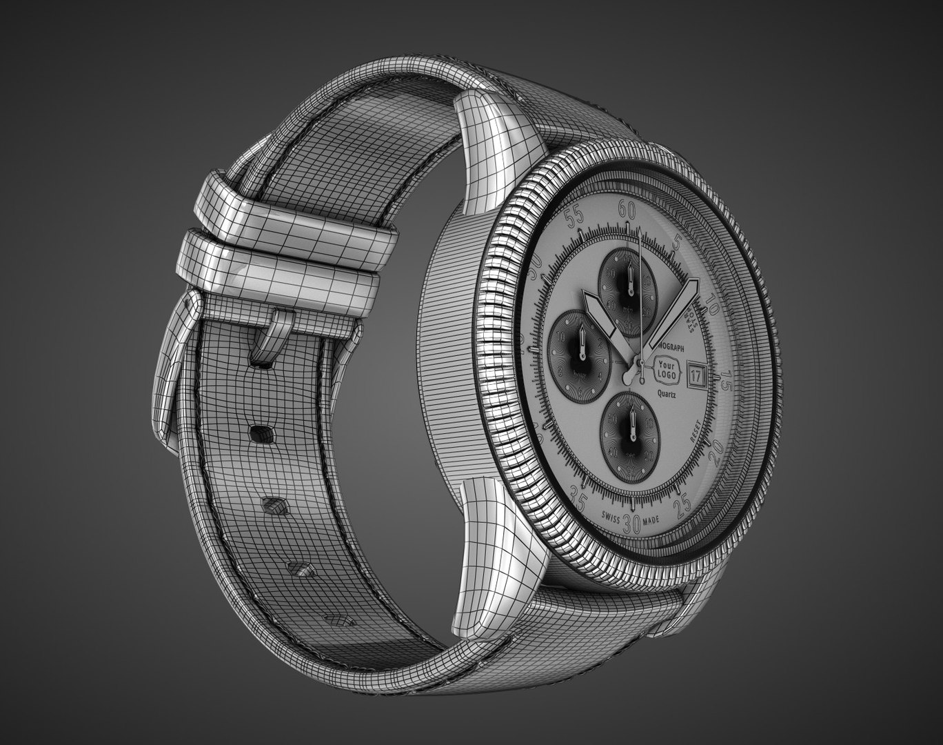 3d chronograph wrist watch design model