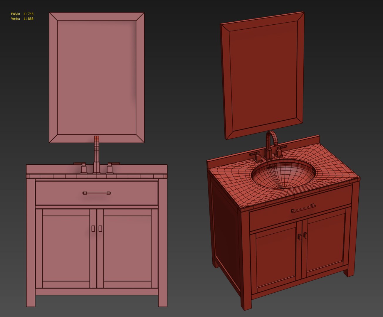 3D hutton single vanity model - TurboSquid 1192098