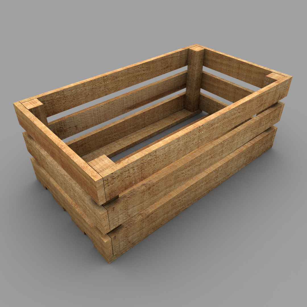 3d wooden crate plank wood model