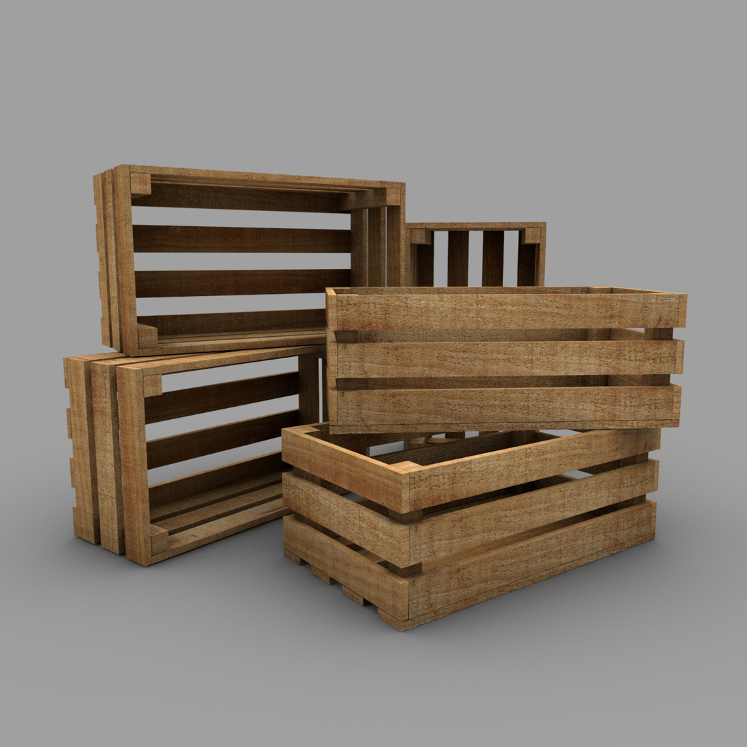 3d wooden crate plank wood model