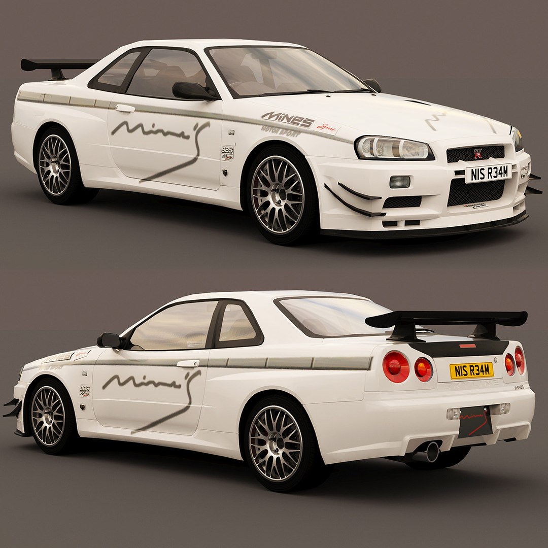 Nissan Skyline R34 Mines V Spec 1999 3D Model - TurboSquid 2217159