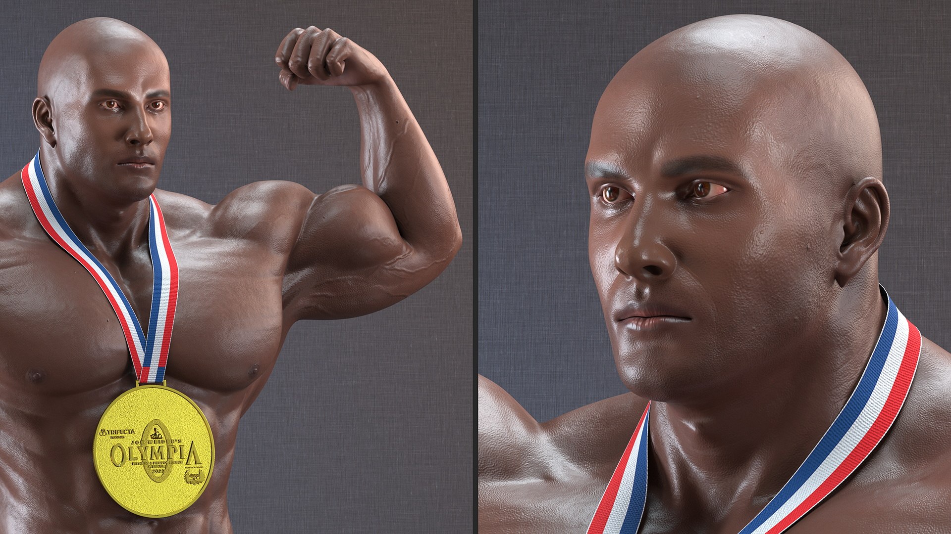 Bodybuilder Afro American Man Winner Pose 3D - TurboSquid 2047638