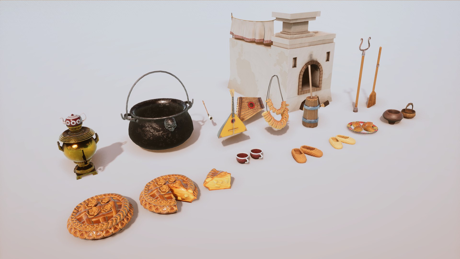 Stylized Medieval Village House Interior Props Kit 23 Item 3D Model ...