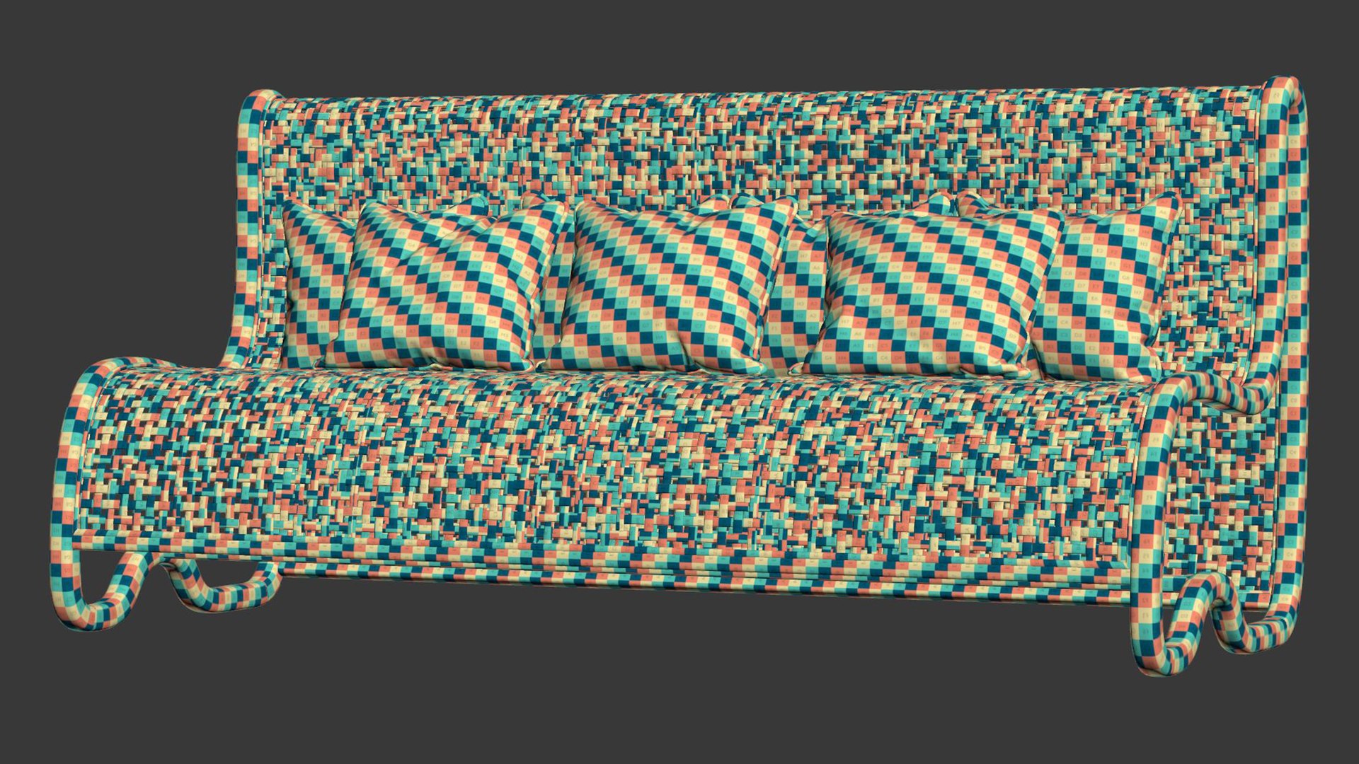 3D Capri Wooden Rattan Lounge Sofa CF3 By Bpoint Design - TurboSquid 2023079