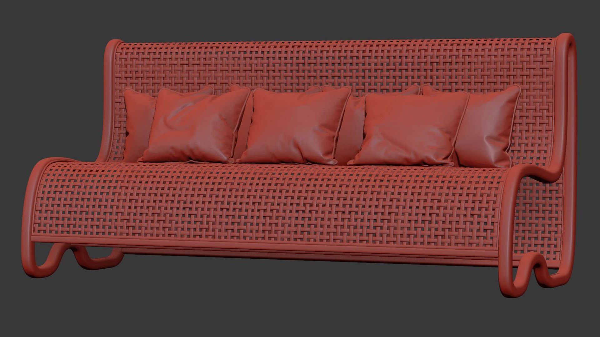 3D Capri Wooden Rattan Lounge Sofa CF3 By Bpoint Design - TurboSquid 2023079