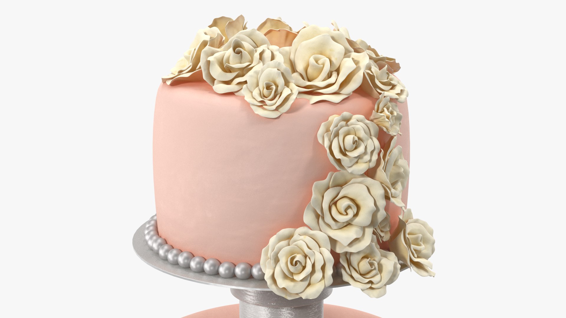 Three Tier Wedding Cake With Sugar Roses 3D Model - TurboSquid 1835869