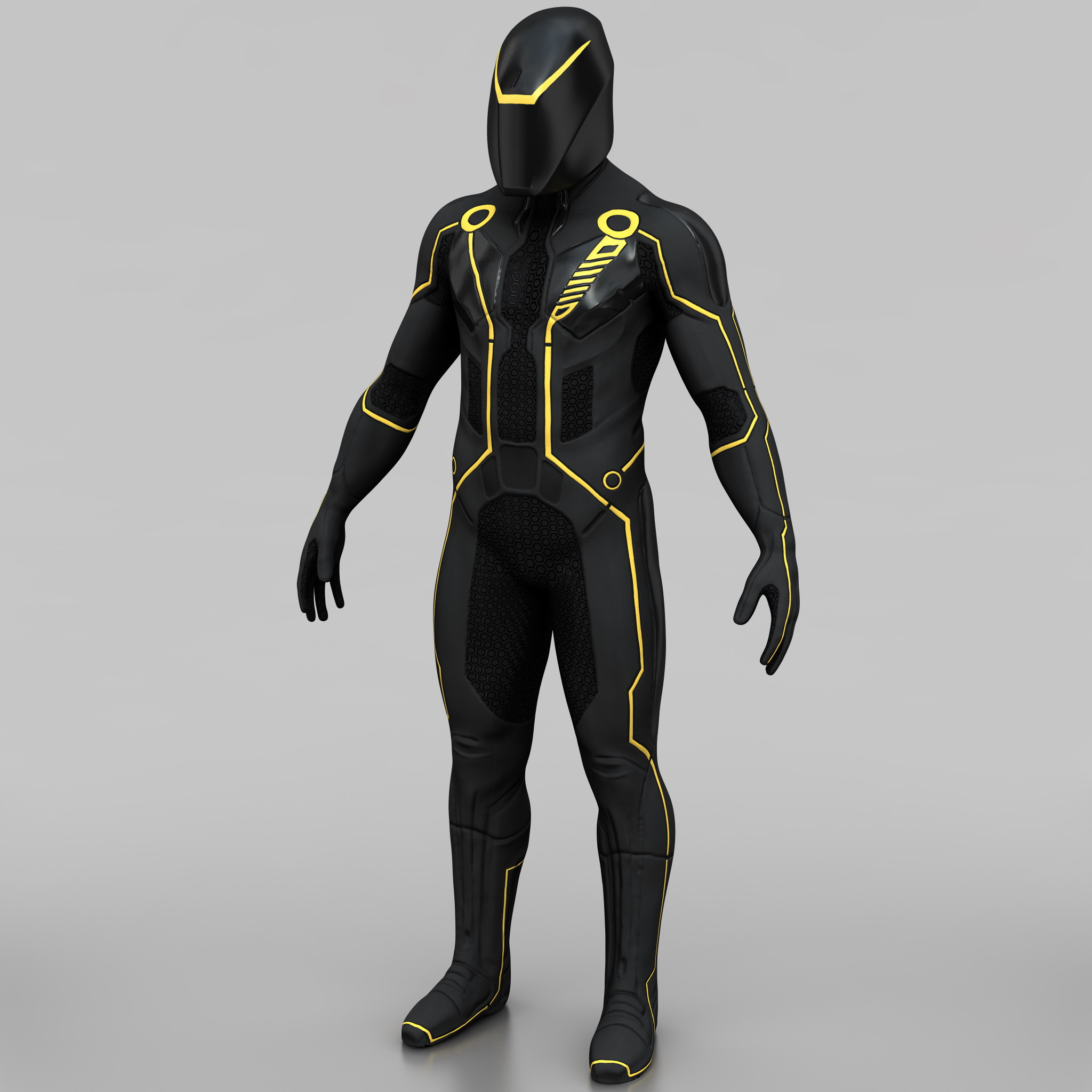tron legacy character rigged 3d model