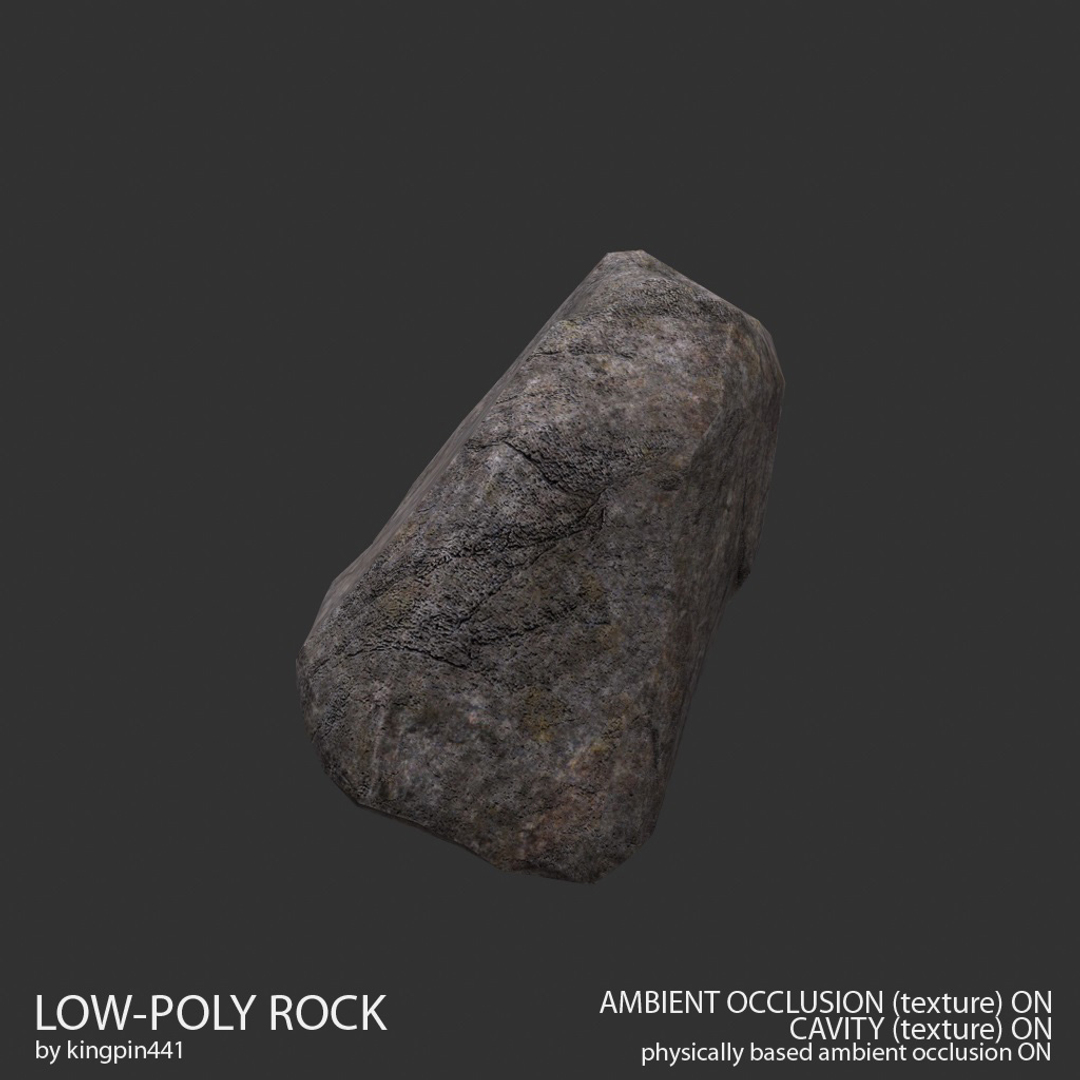 low-poly rock 3d model