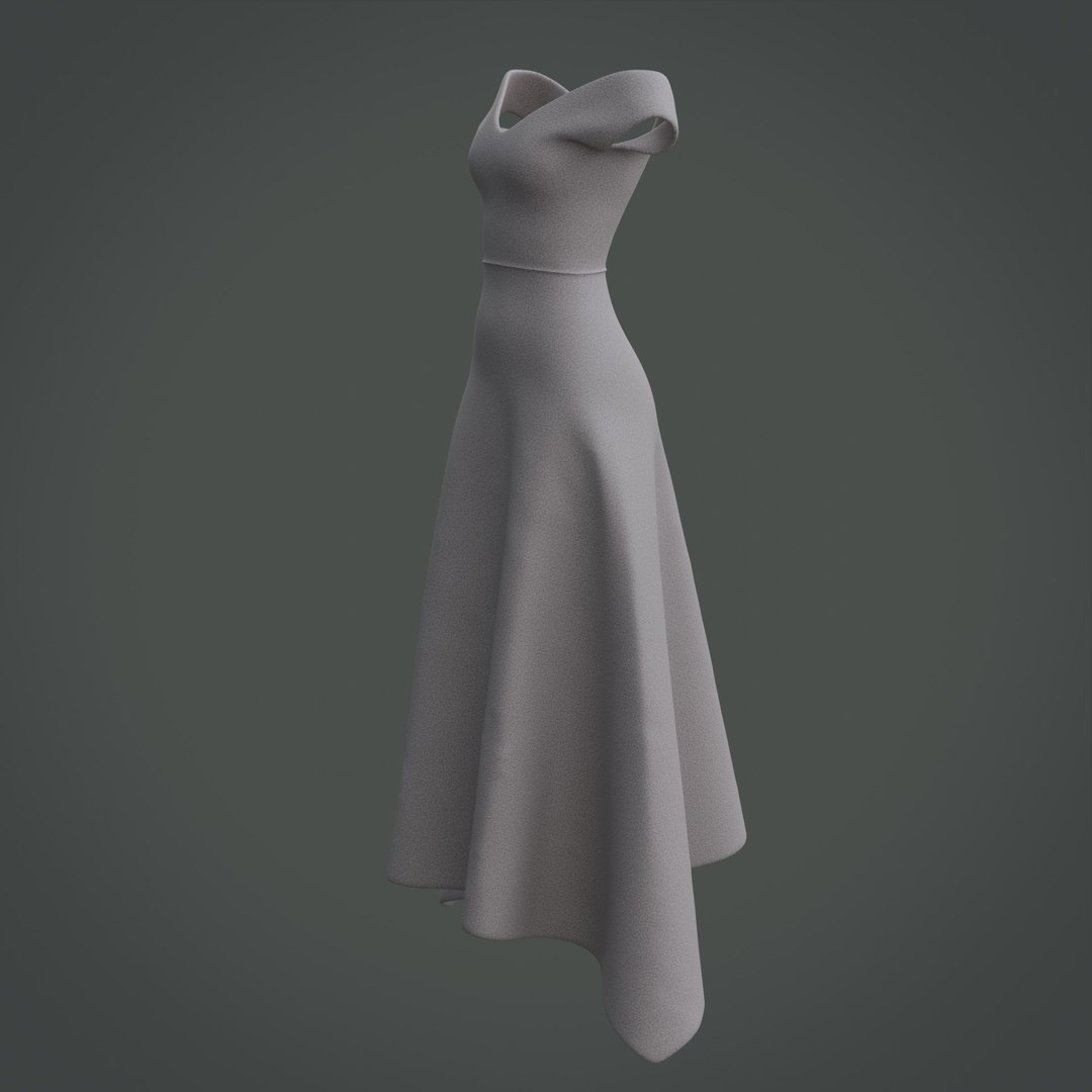 3D Female Gown - Formal Gown V-Neck 3D Model - TurboSquid 2324964
