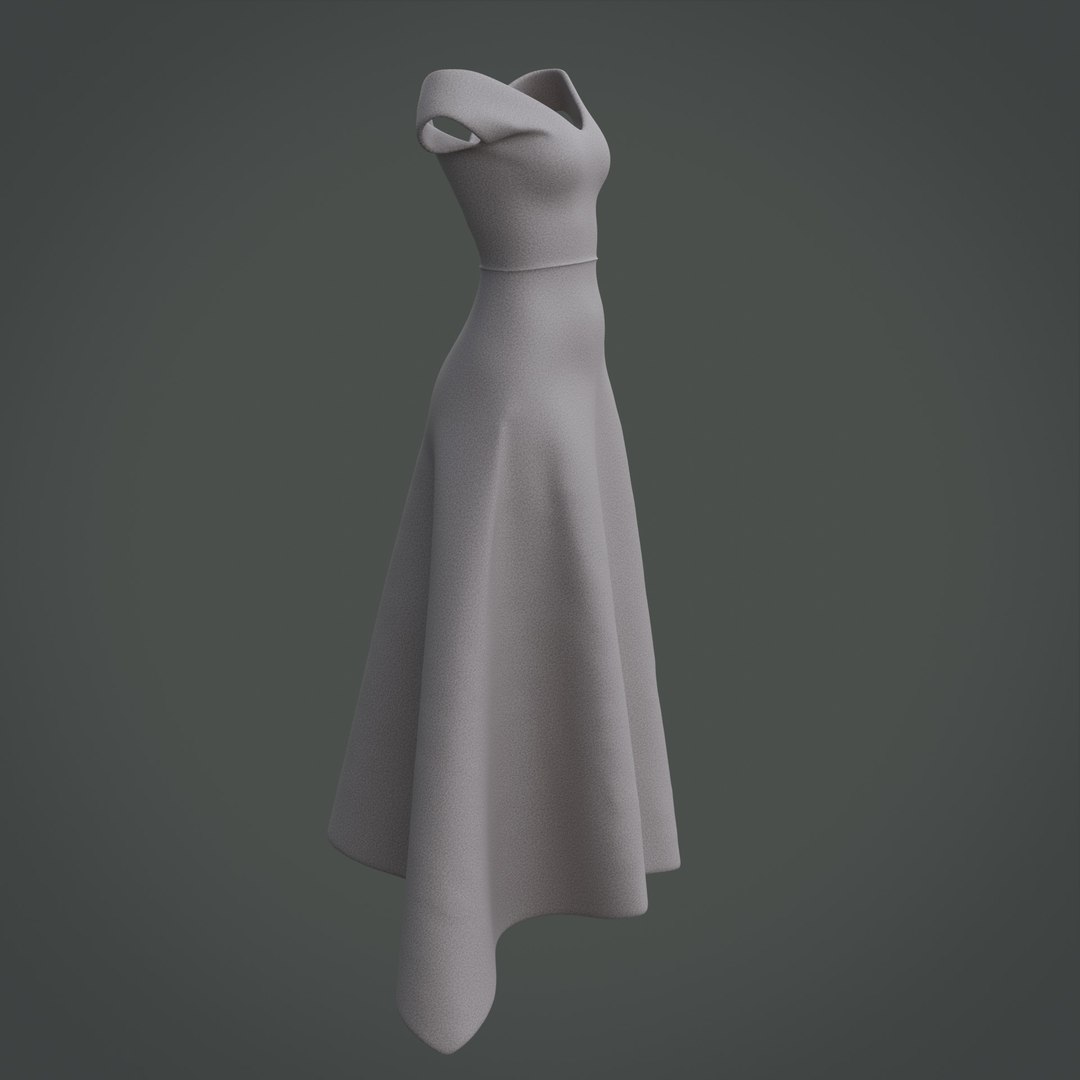 3D Female Gown - Formal Gown V-Neck 3D Model - TurboSquid 2324964