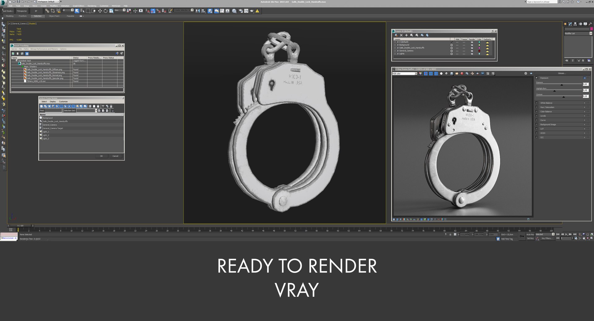 3D galls double lock handcuffs - TurboSquid 1368521