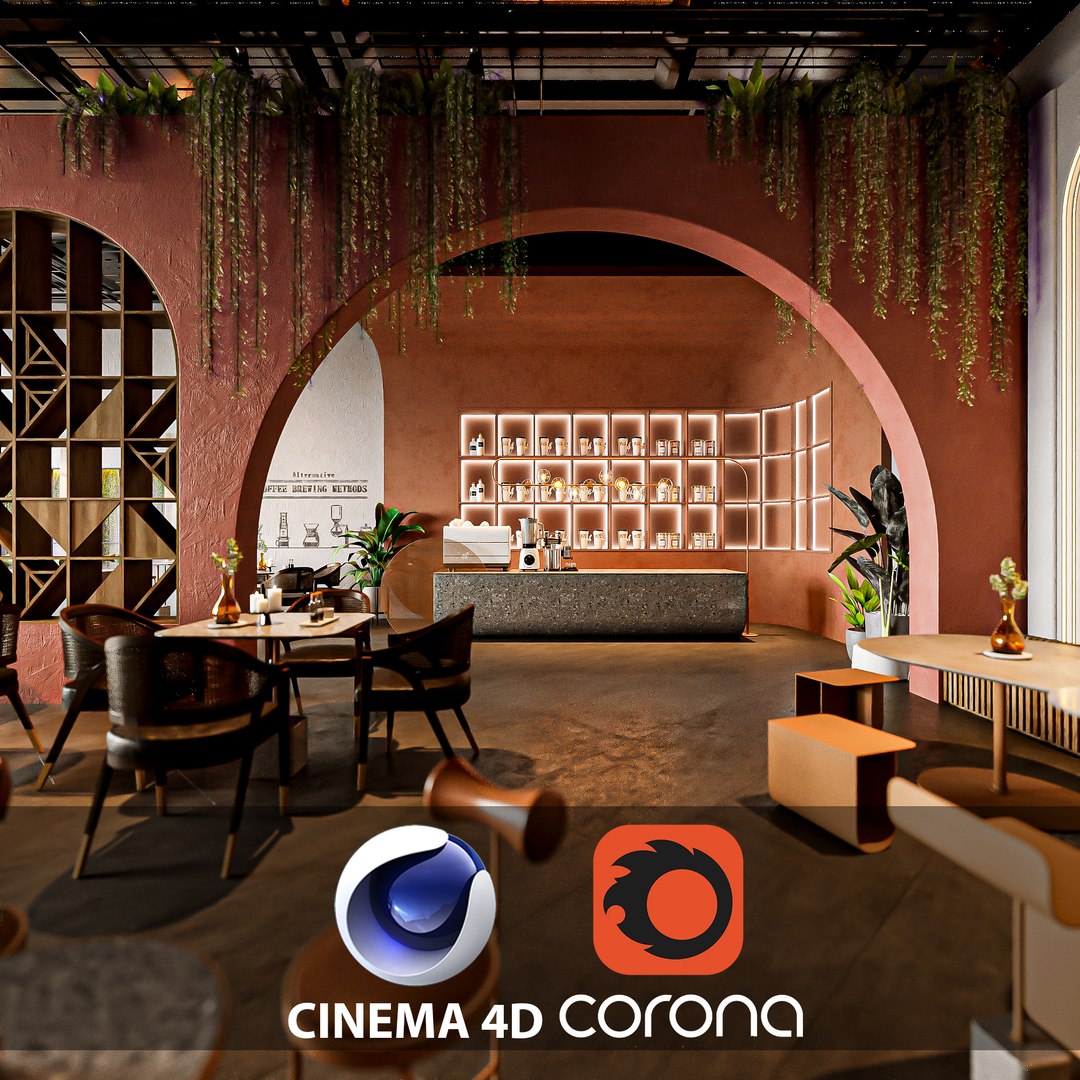 3D Modern coffee shop 01 for Cinema 4D model - TurboSquid 1978695