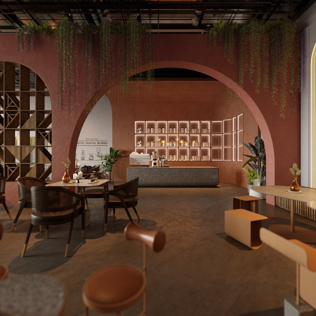 3D Modern coffee shop 01 for Cinema 4D model - TurboSquid 1978695