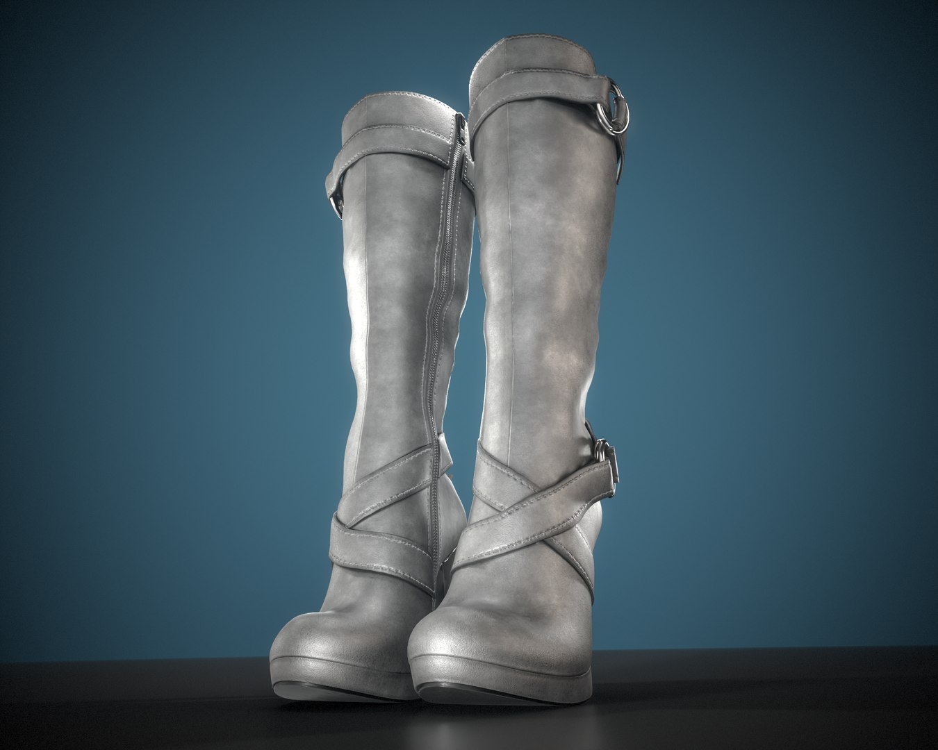 High Heels Knee High Suede Boots 3D - TurboSquid 2135010