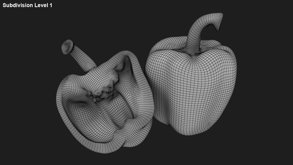 3D Red Bell Pepper with Half model - TurboSquid 1966555