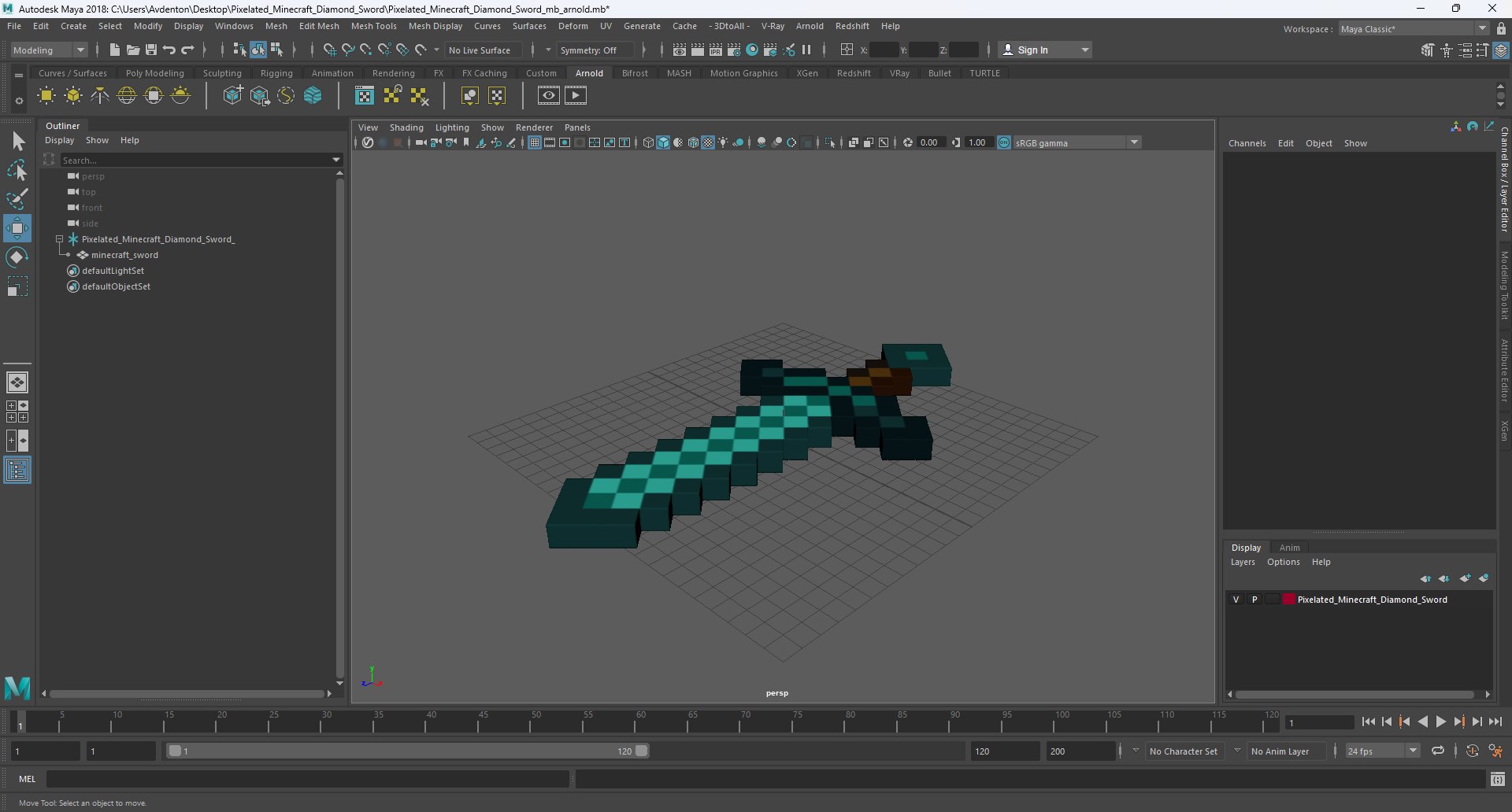 Pixelated Minecraft Diamond Sword 3D - TurboSquid 2294241