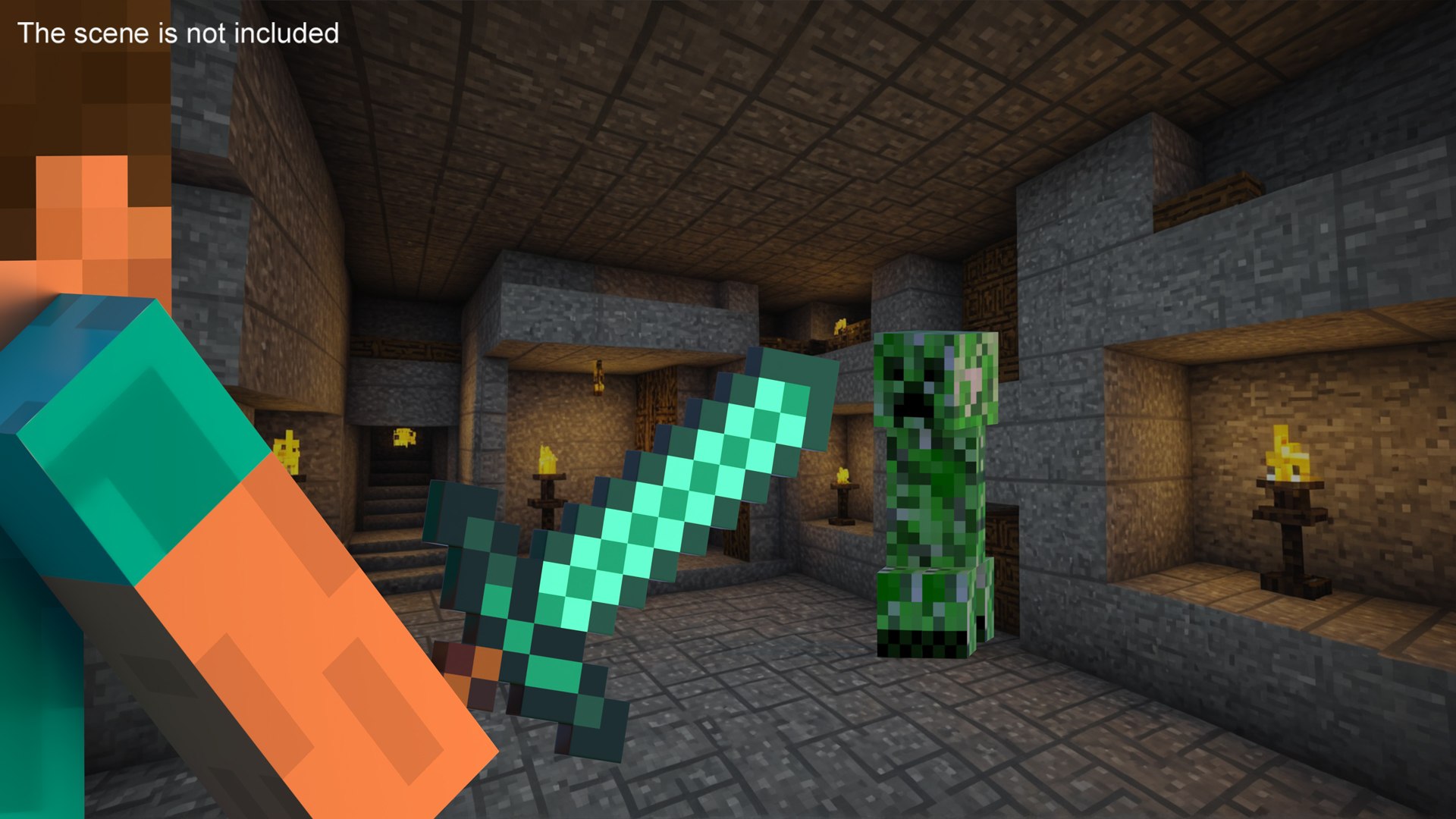 Pixelated Minecraft Diamond Sword 3D - TurboSquid 2294241