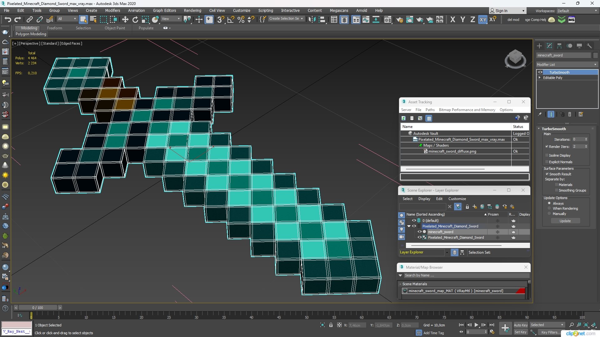 Pixelated Minecraft Diamond Sword 3D - TurboSquid 2294241