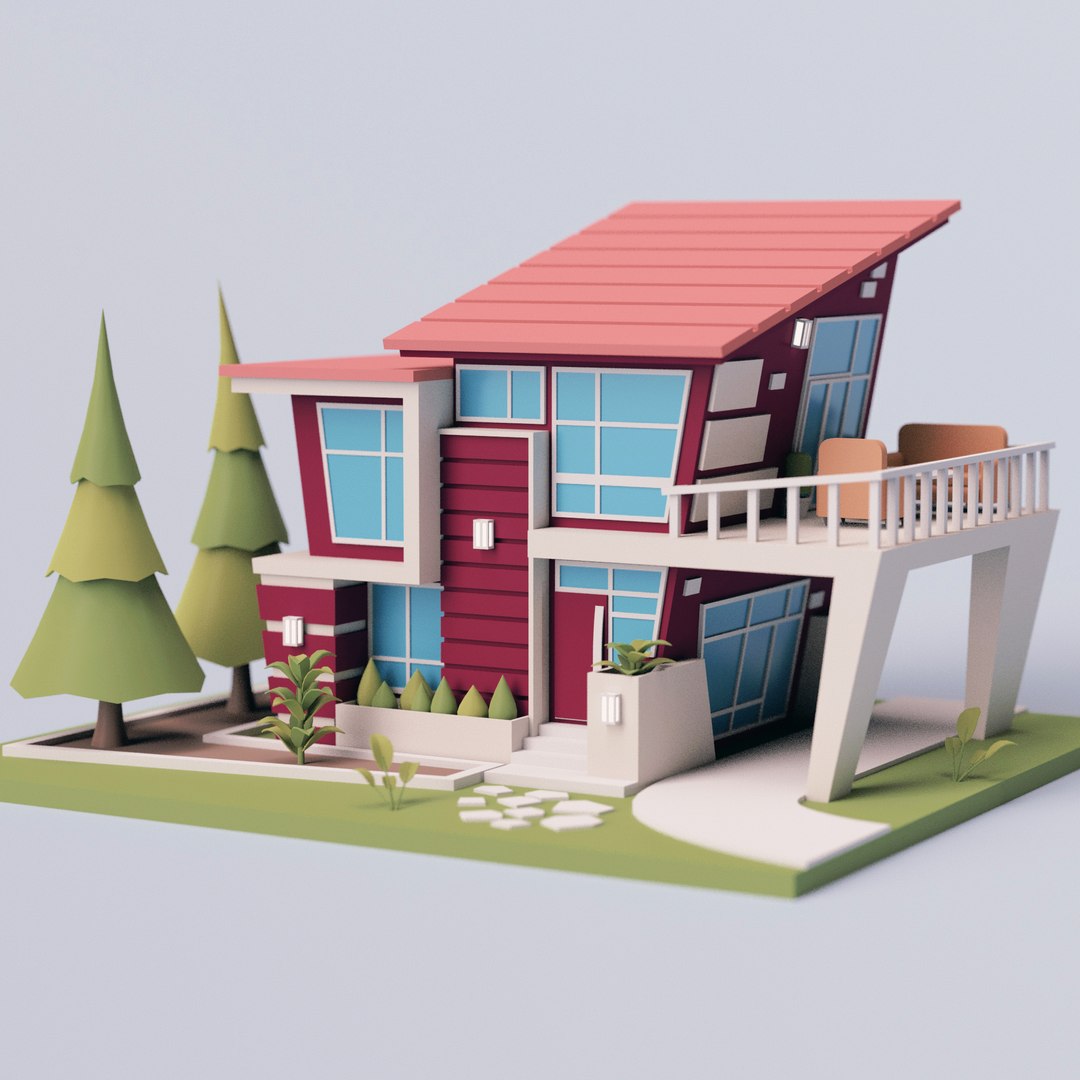 Cartoon Modern House 02 3D Model - TurboSquid 1889359