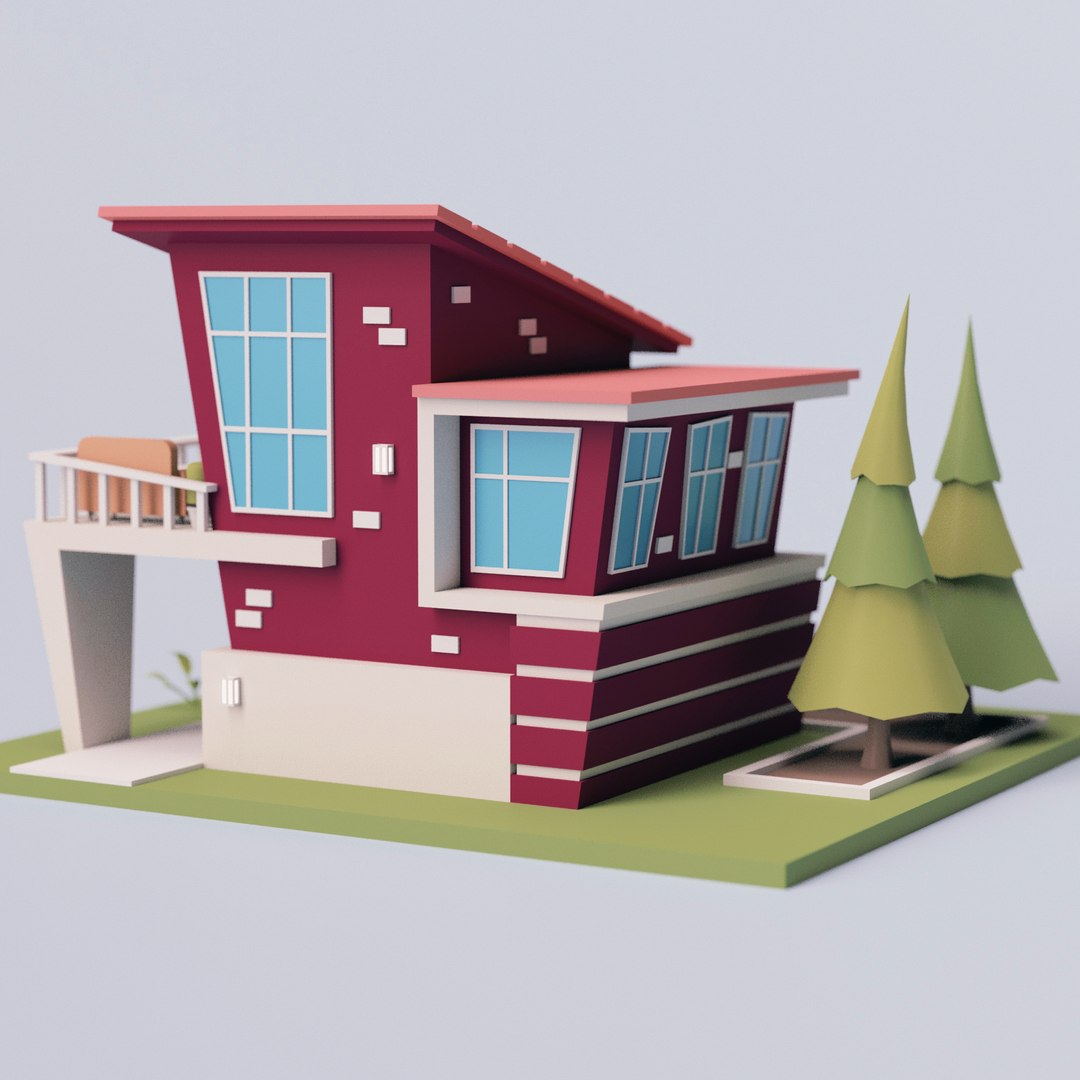 Cartoon Modern House 02 3D Model - TurboSquid 1889359