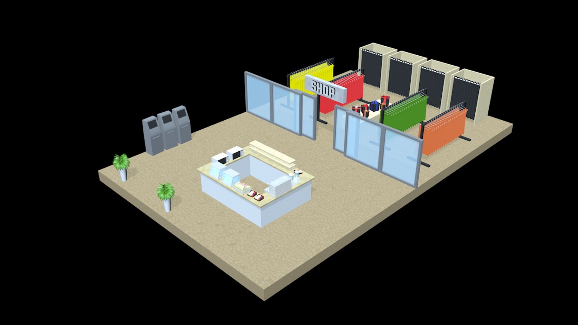 3D Isometric Shopping Mall Floor Model - TurboSquid 1641508