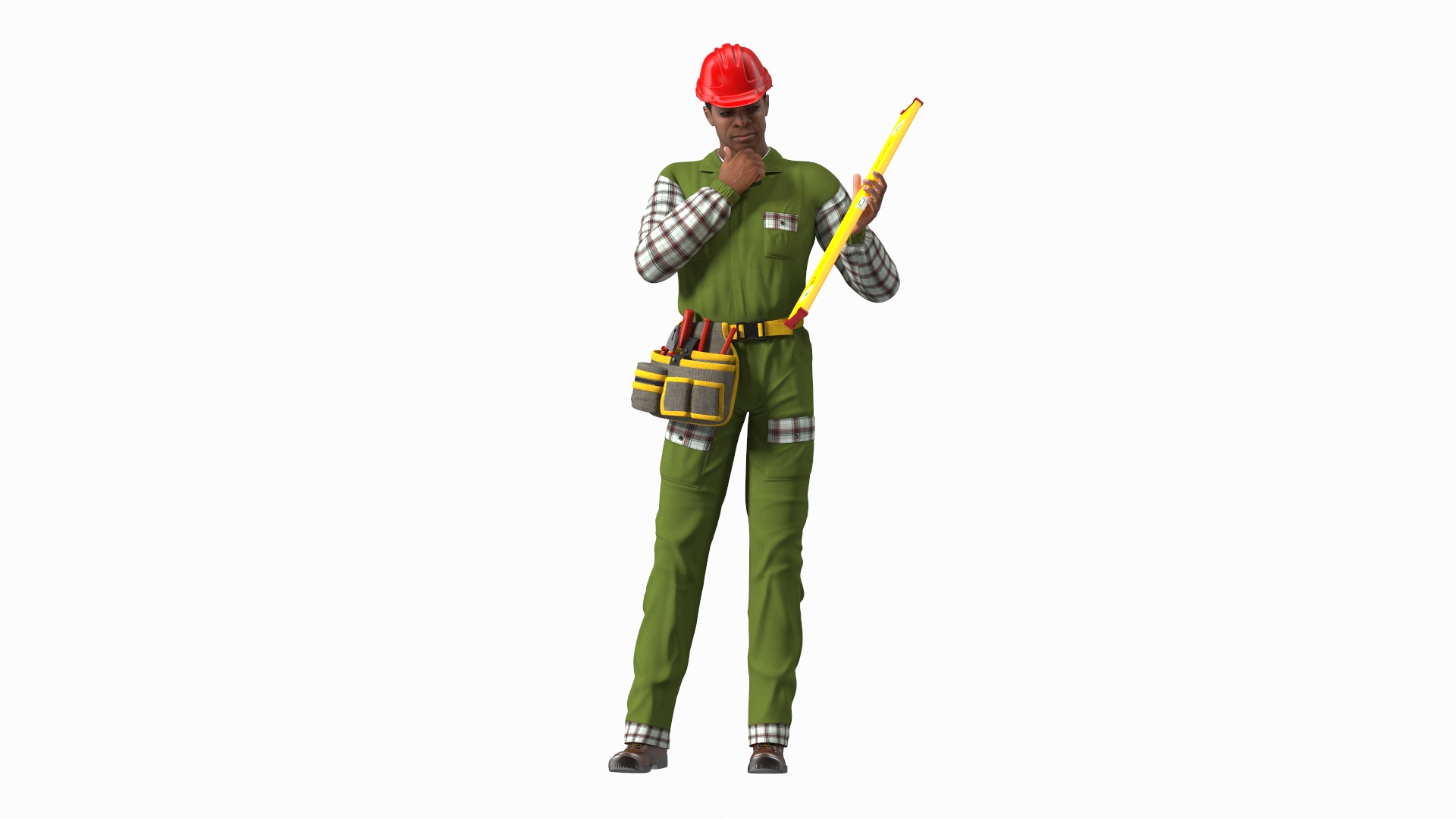 3D Light Skinned Black Builder Standing Pose - TurboSquid 1715331