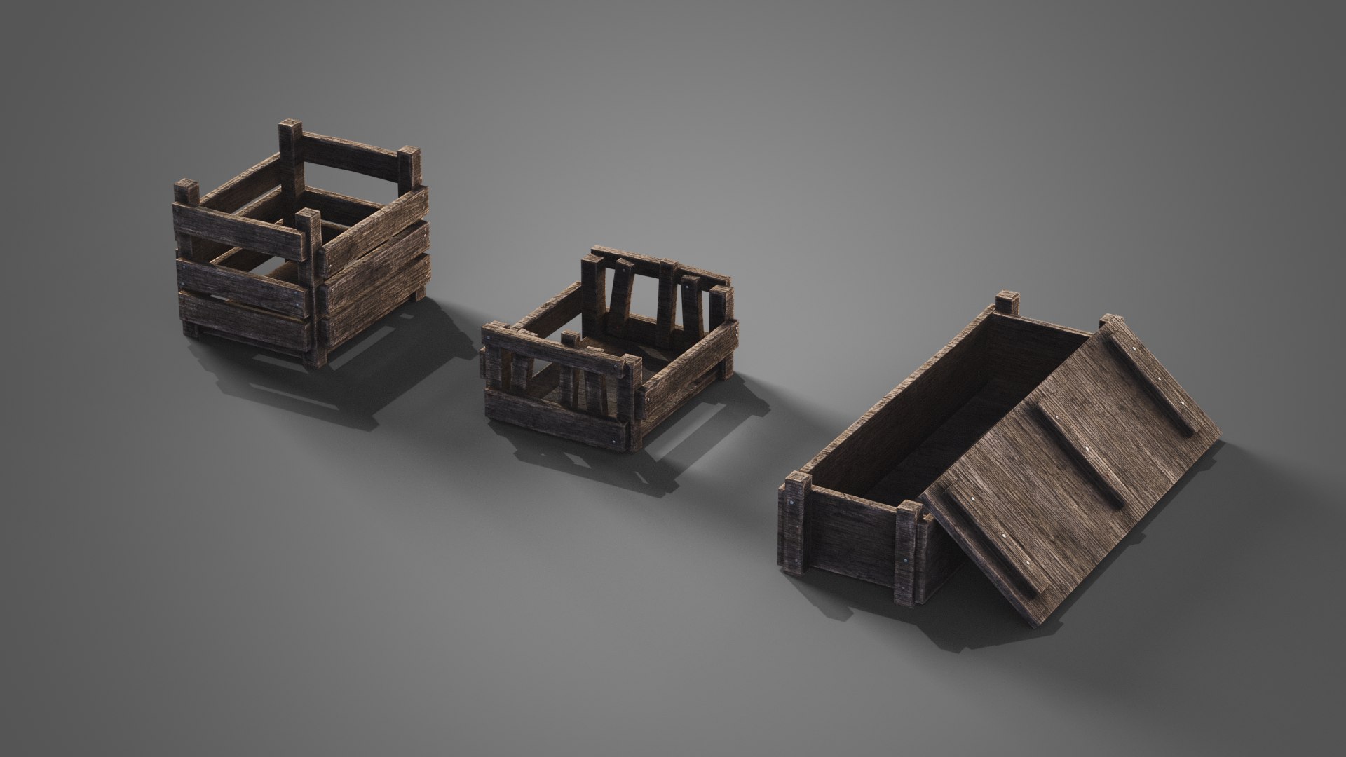3D Medieval Wooden Boxes - TurboSquid 2019268