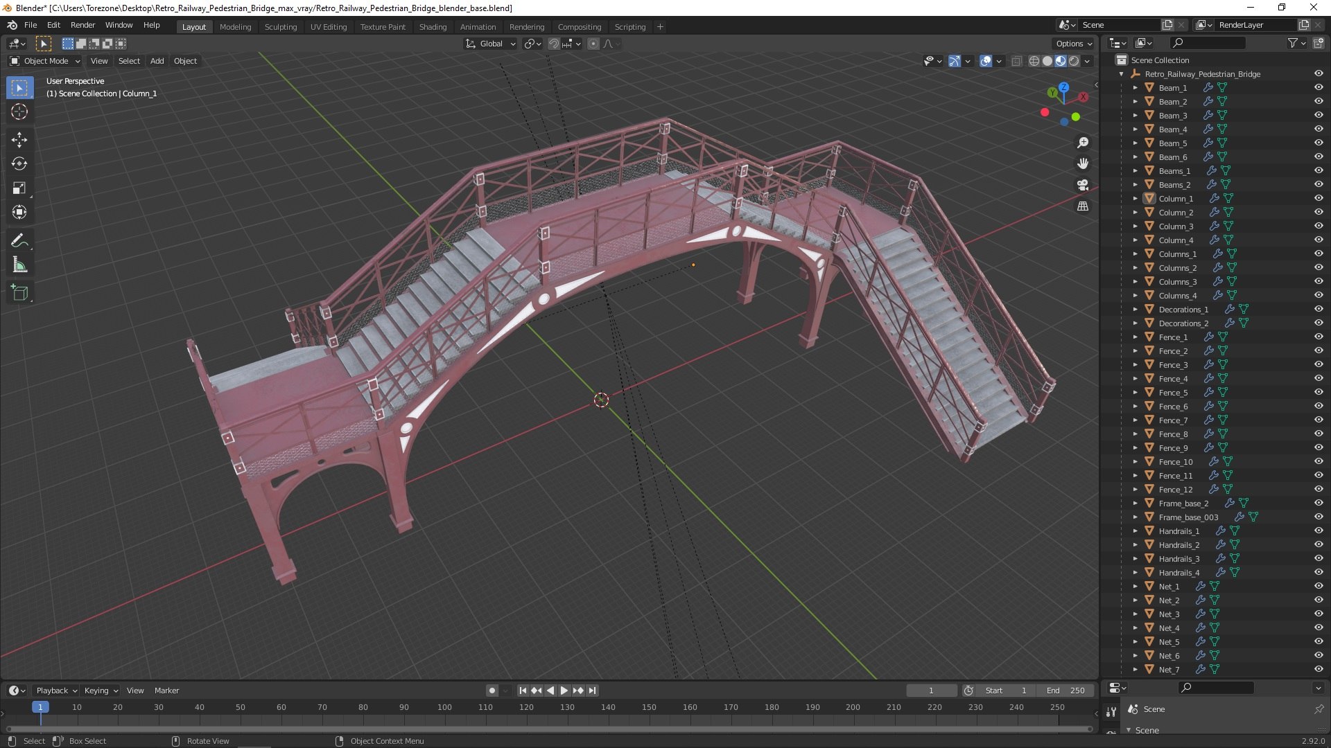 Retro Railway Pedestrian Bridge Model - TurboSquid 2276765