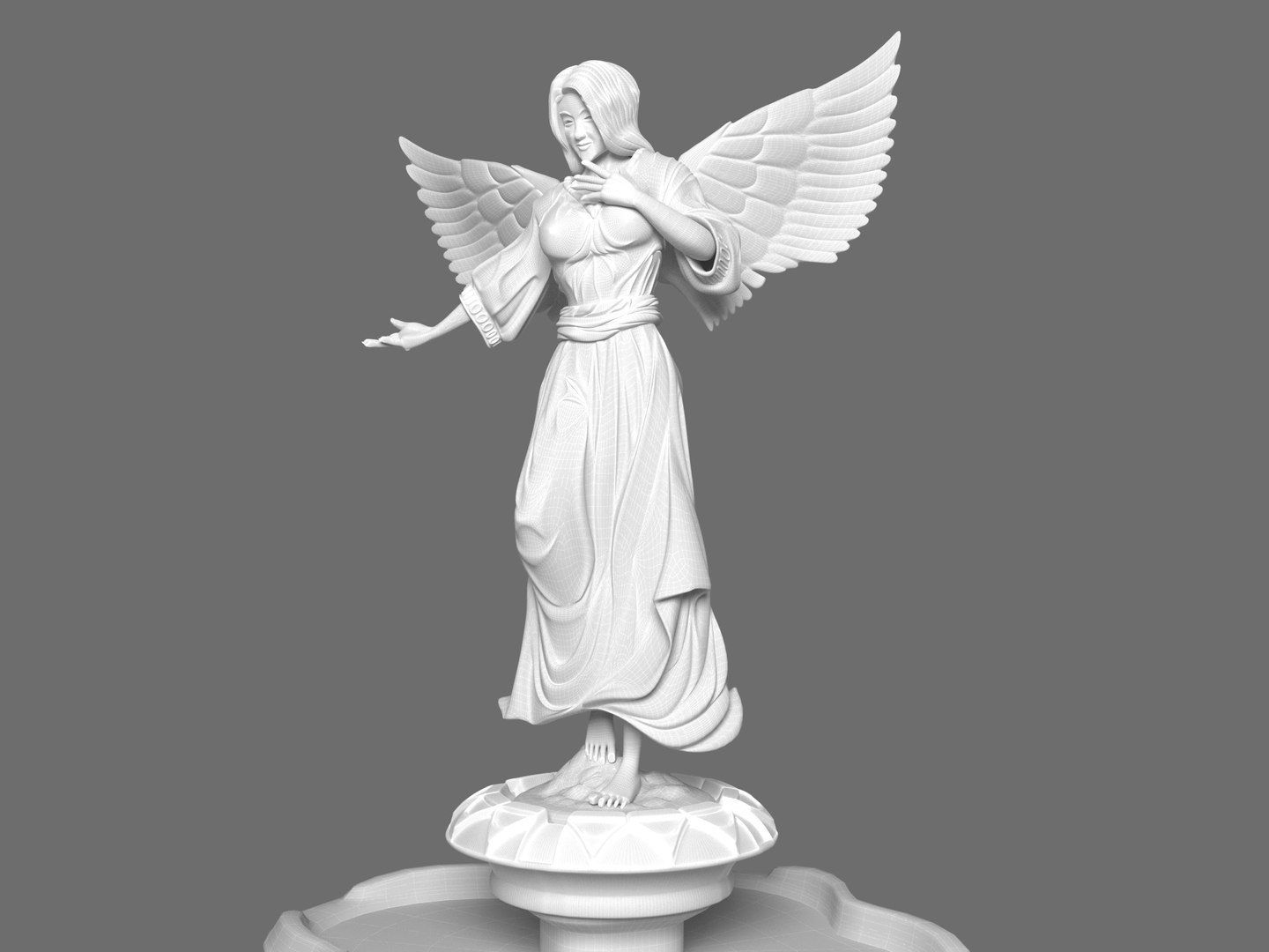 3D Water Fountain with Angel statue 3D - TurboSquid 1922504