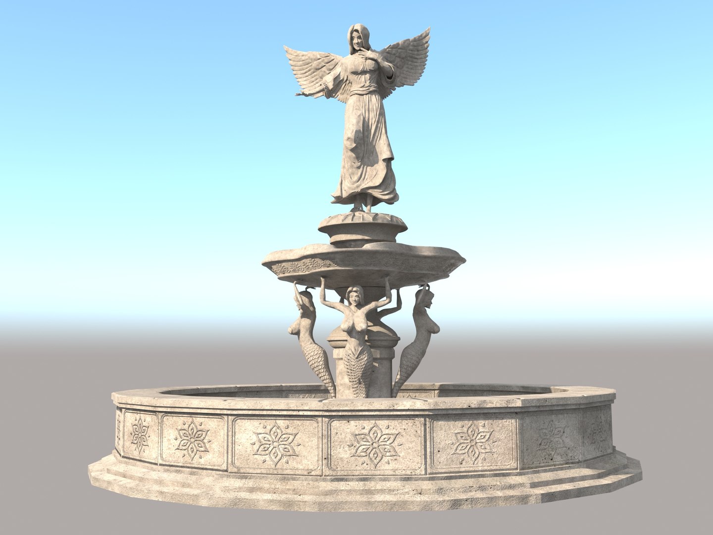 3D Water Fountain with Angel statue 3D - TurboSquid 1922504