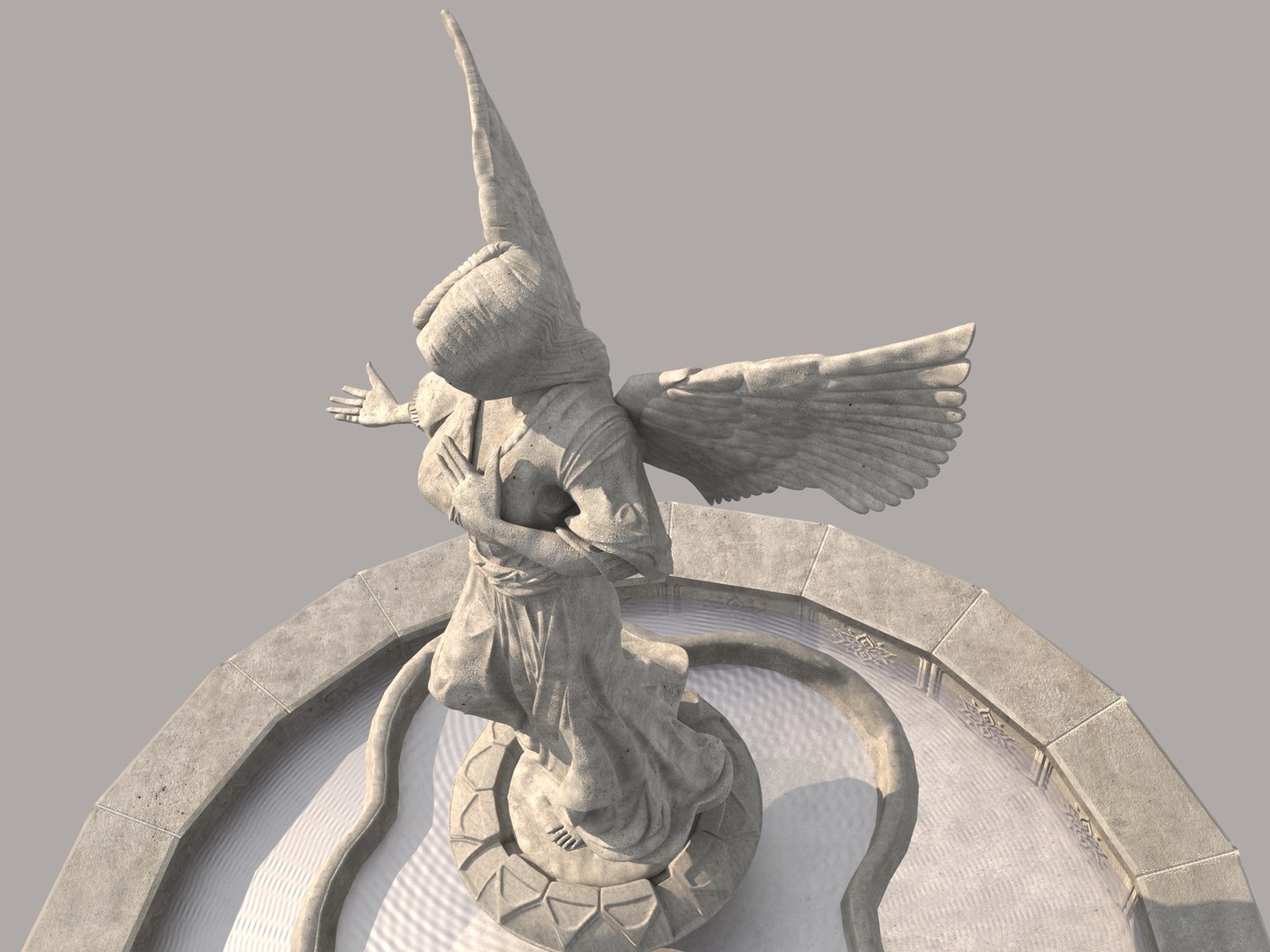3D Water Fountain with Angel statue 3D - TurboSquid 1922504
