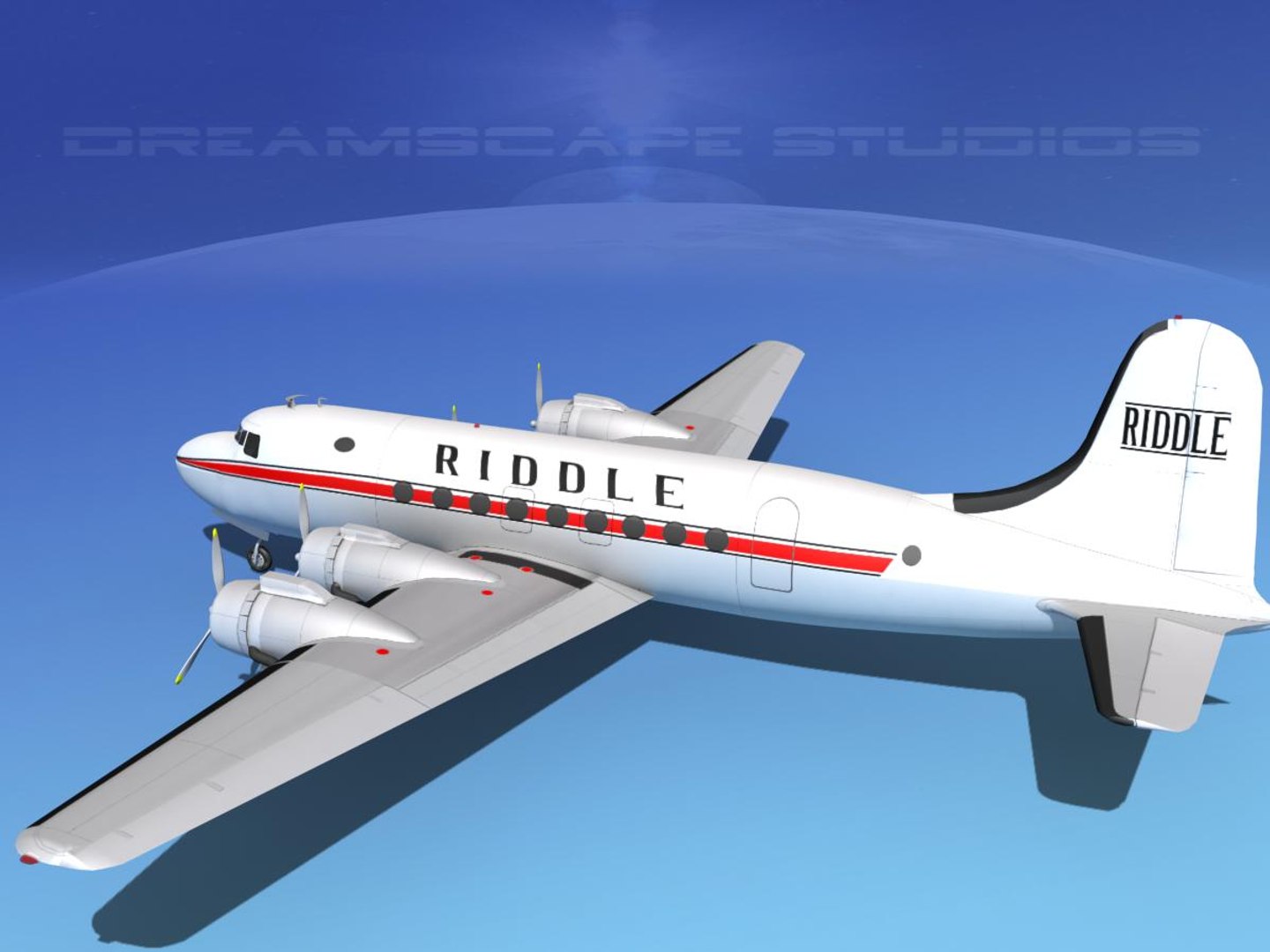 dc-4 airlines 3d max